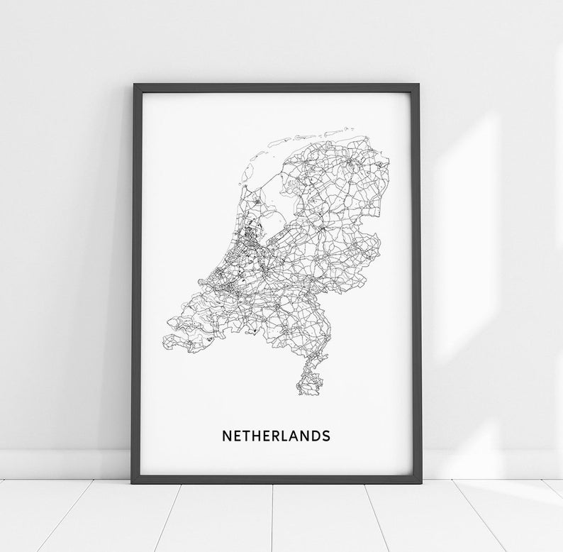 Netherlands Map Print, Netherlands Wall Art, Netherlands Map Poster ...