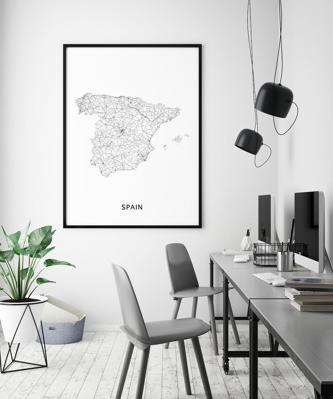 Spain Map Print, Spain Map Wall Art, Spain Map Art Poster, Country Map ...