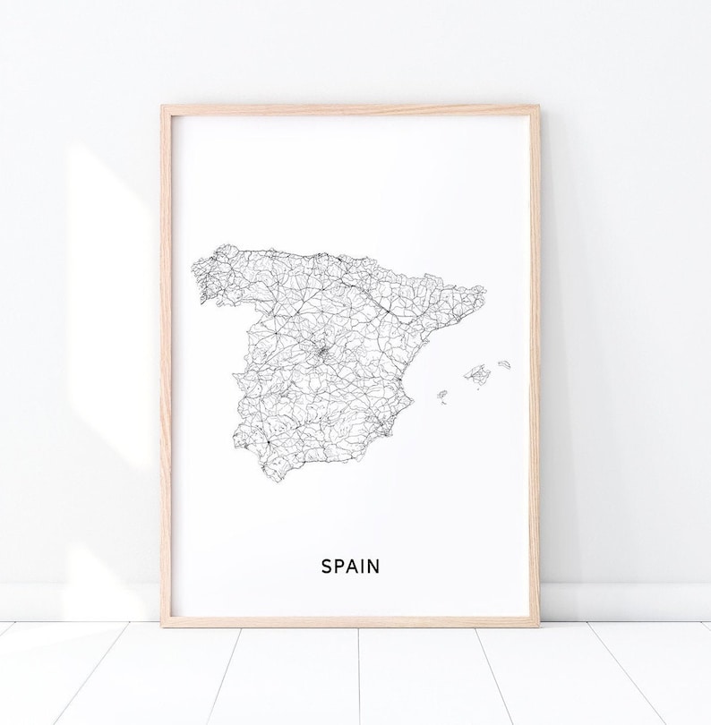 Spain Map Print, Spain Map Wall Art, Spain Map Art Poster, Country Map ...