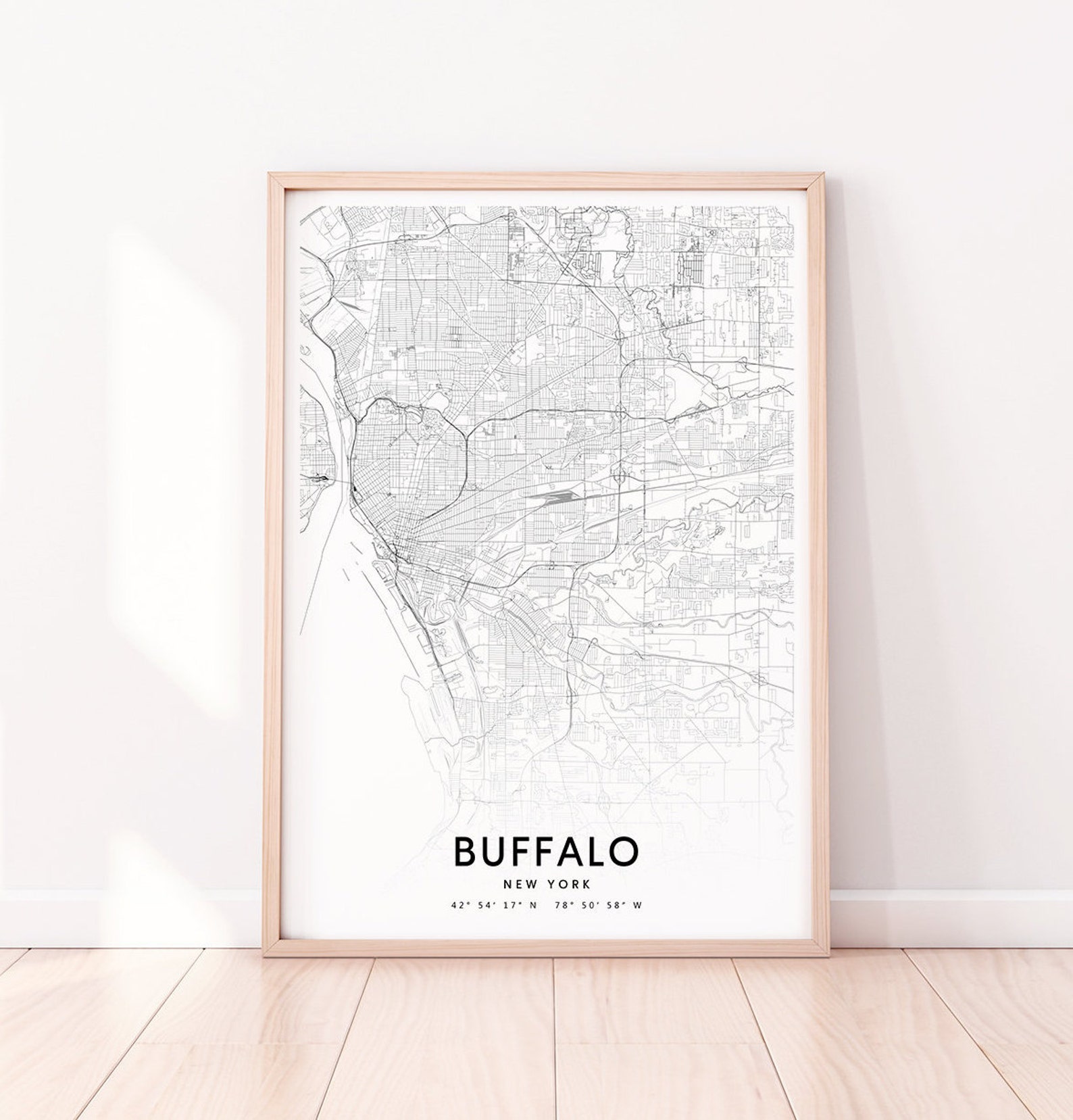 Buffalo Map Print, Buffalo New York Map Art Poster, City Street Road ...