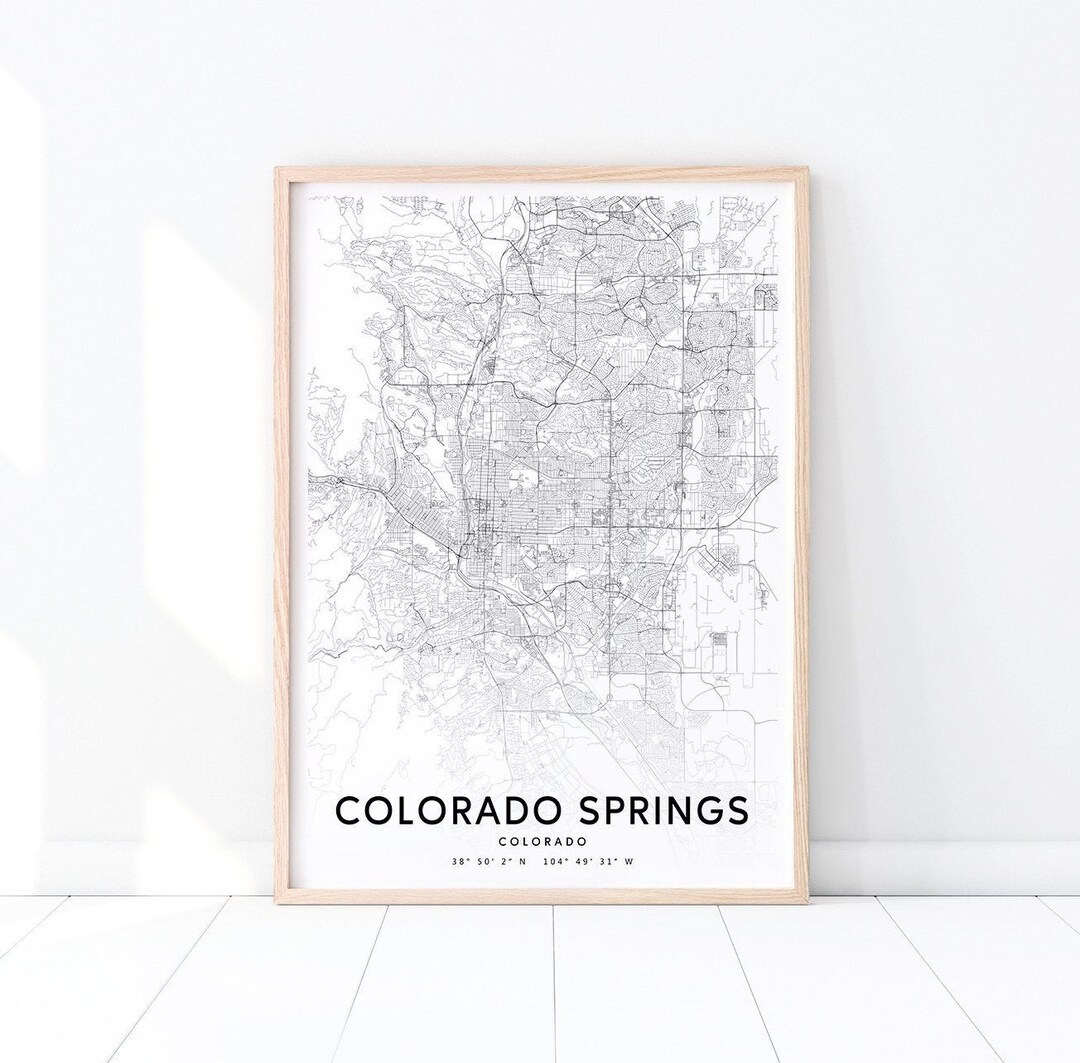 Colorado Springs Map Print, Colorado Springs CO USA Map Art Poster ...