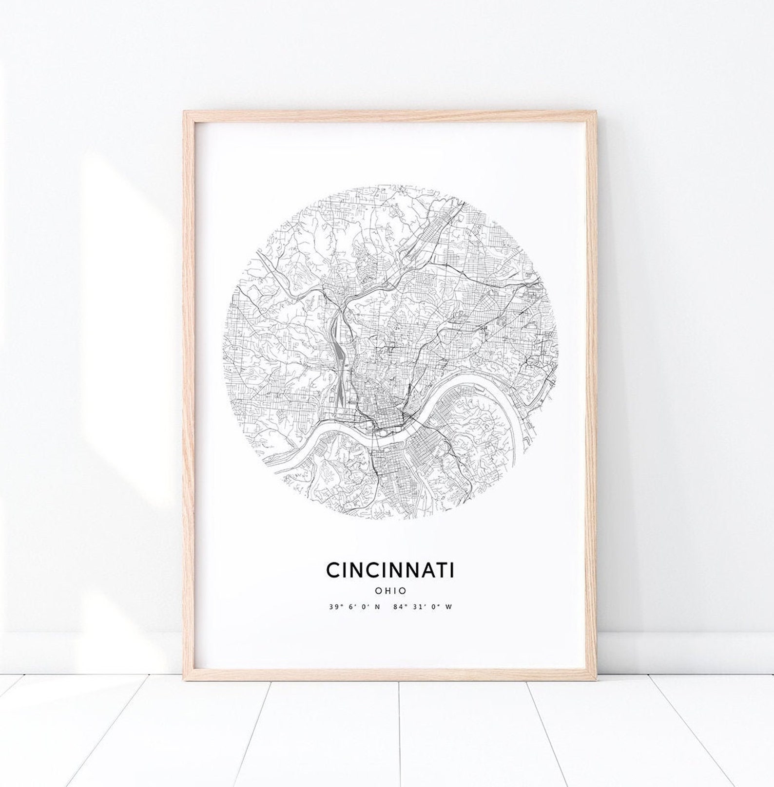 Cincinnati Map Print, Ohio USA Map Art Poster, City Street Road Map ...