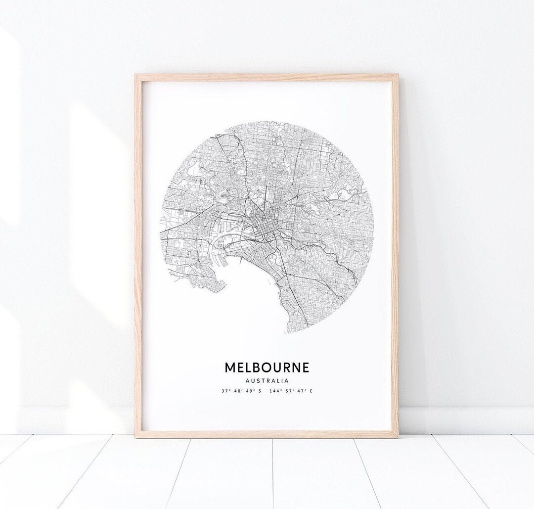 Melbourne Map Print, Melbourne Australia Map Art Poster, City Street ...