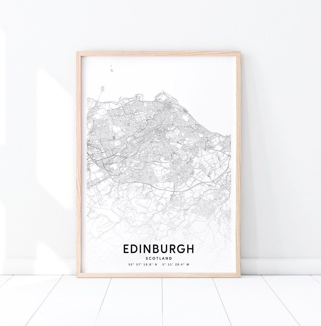 Edinburgh Map Print, Edinburgh Scotland, United Kingdom Map Art Poster ...