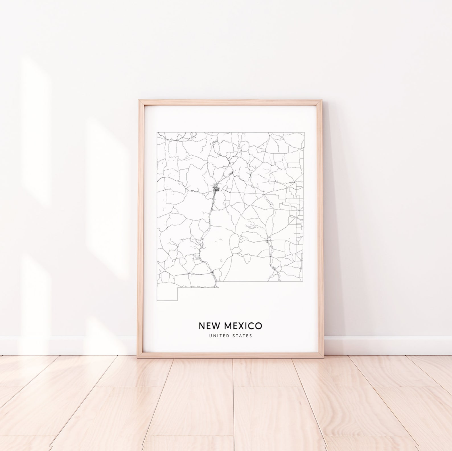 New Mexico Map Print, State Road Map Art, New Mexico NM USA United ...