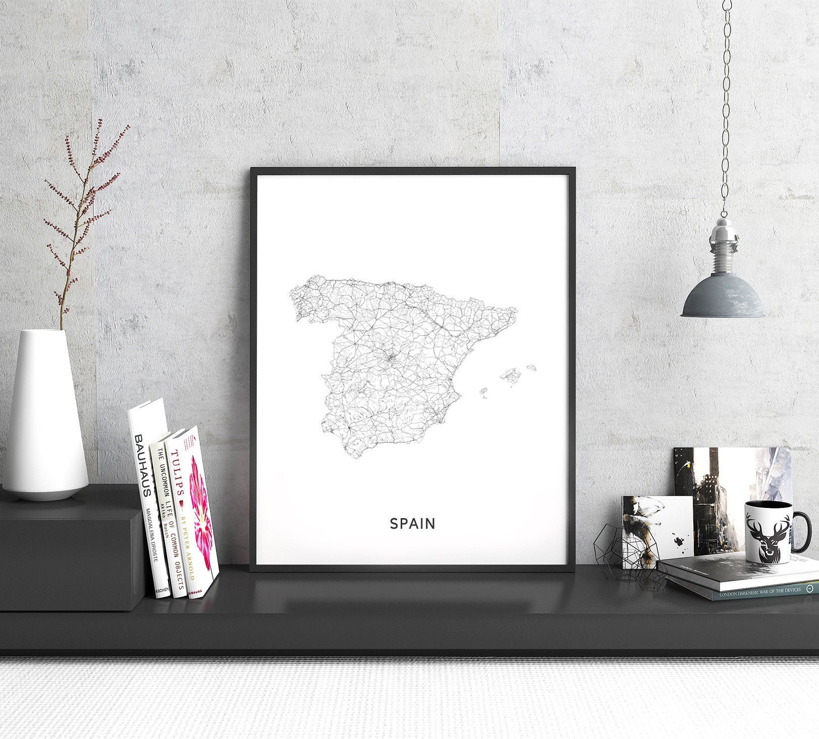 Spain Map Print Spain Map Wall Art Spain Map Art Poster | Etsy