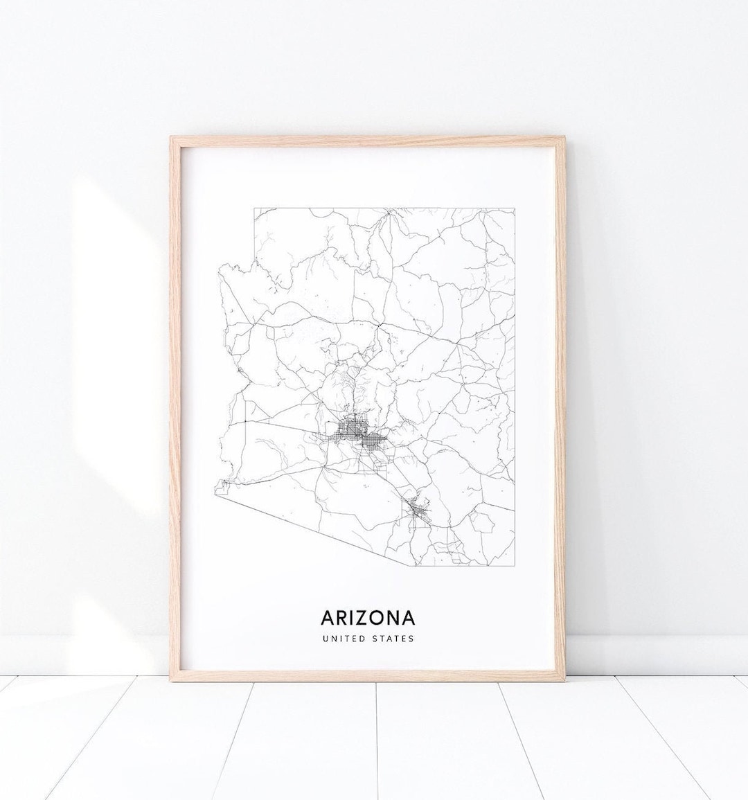 Arizona Map Print, State Road Map Print, Arizona AZ USA United States ...