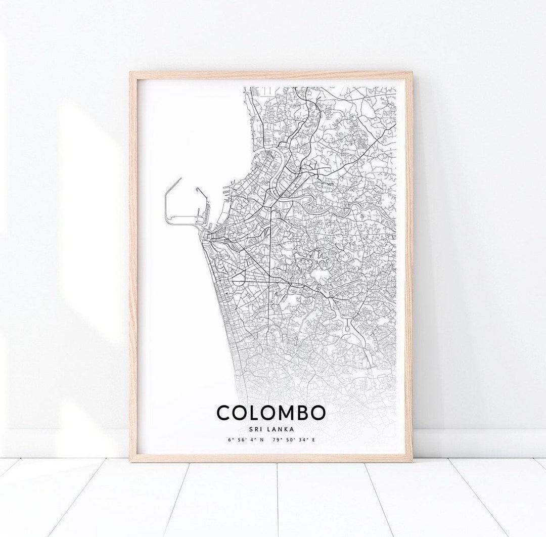 Colombo Map Print, Colombo Sri Lanka Map Art Poster, City Street Road ...