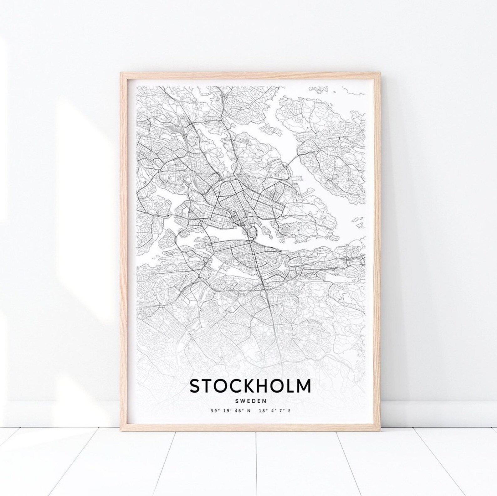 Stockholm Map Print, Stockholm Sweden Map Art Poster, City Street Road ...