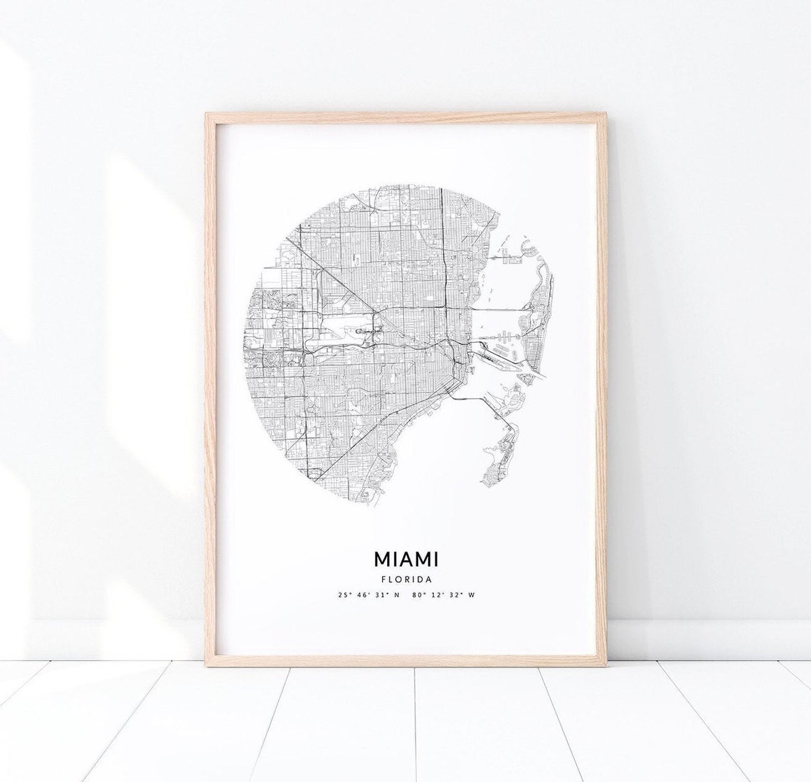 Miami Map Print Miami Florida USA Map Art Poster City Street | Etsy