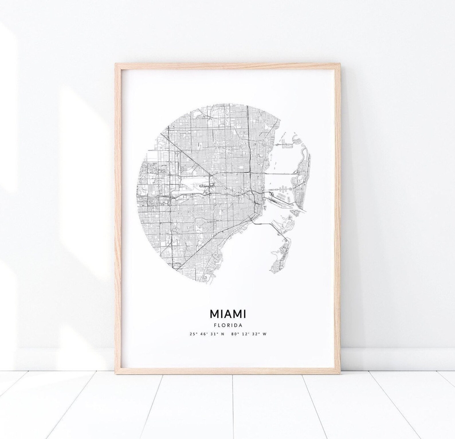 Miami Map Print Miami Florida USA Map Art Poster City Street | Etsy