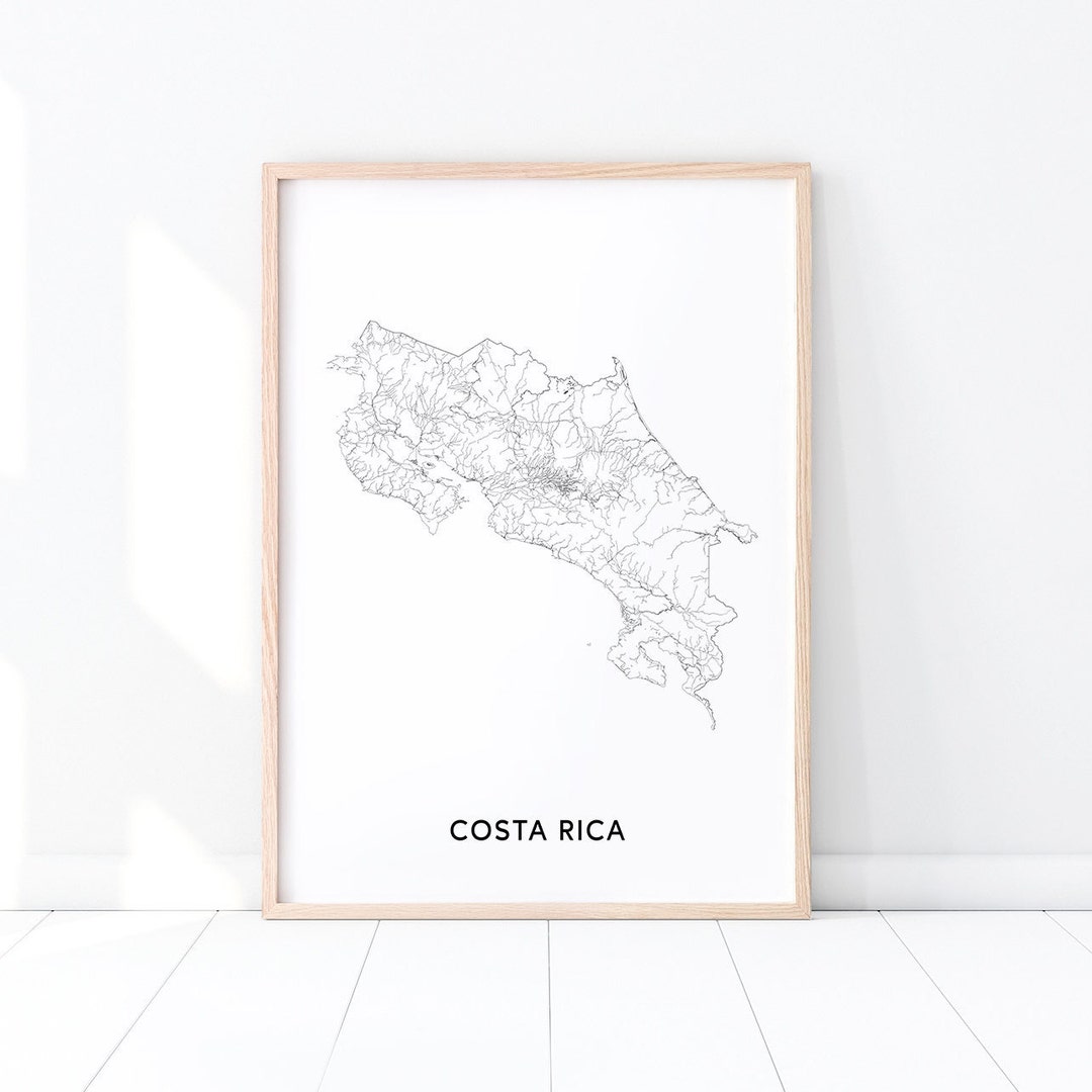 Costa Rica Map Print, Costa Rica Map Art Poster, Countries Map Prints ...