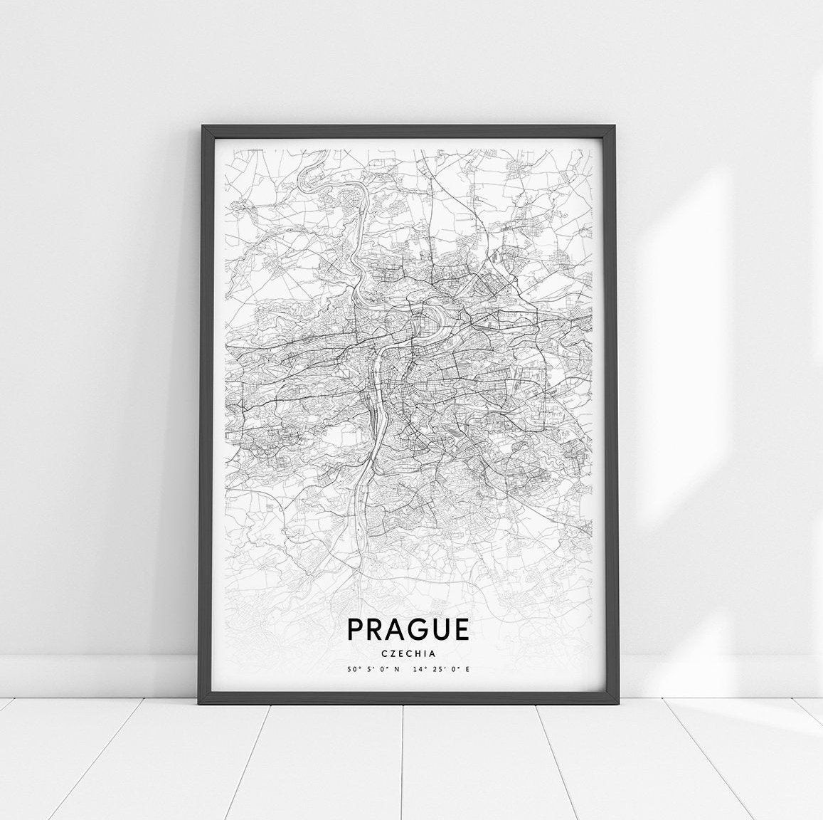 Prague Map Print Prague Czechia Map Art Poster City Street - Etsy