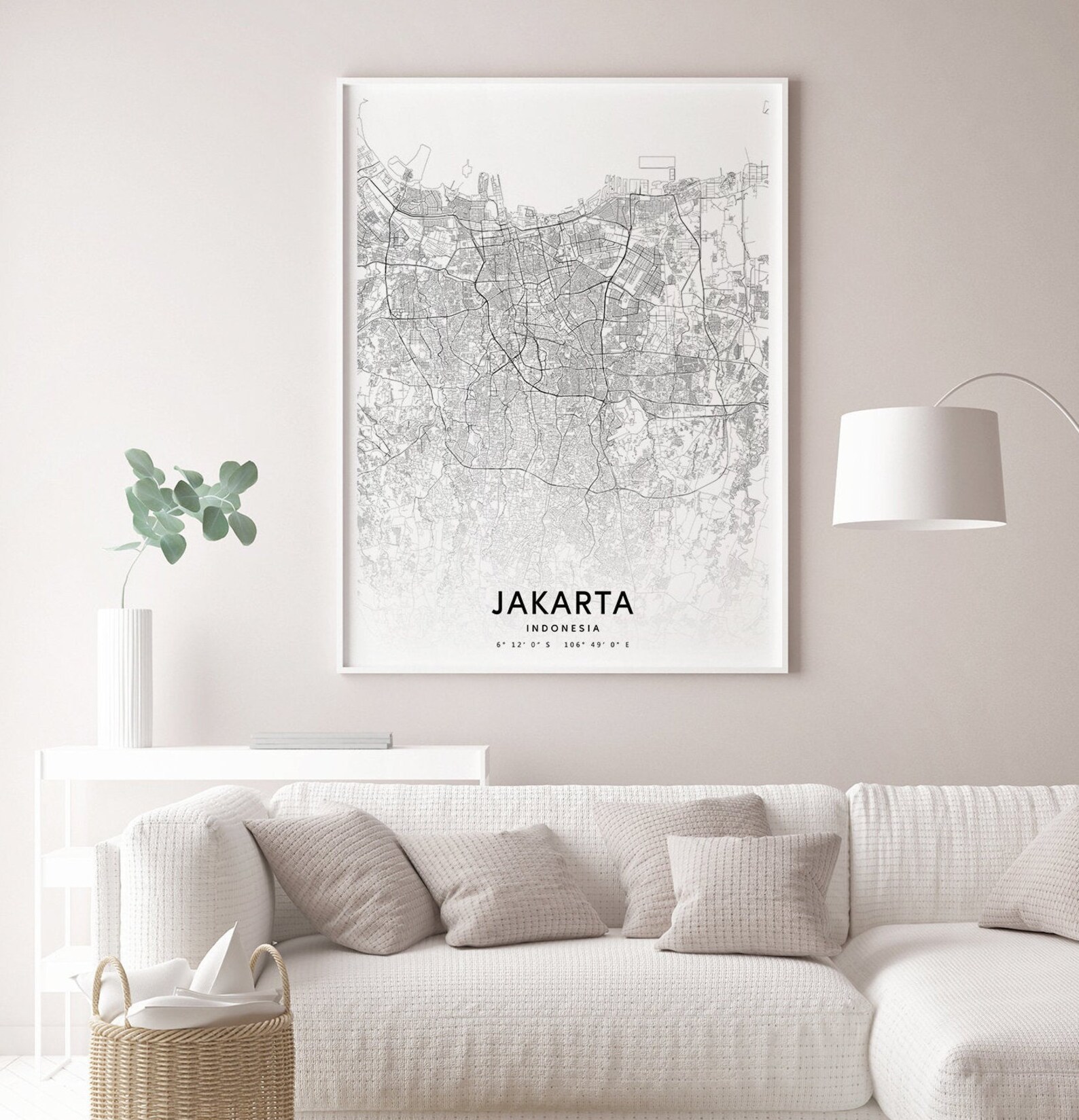 Jakarta Map Print Jakarta Indonesia Map Art Poster City | Etsy