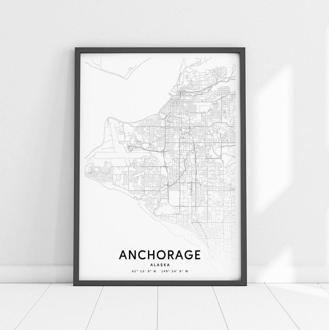 Anchorage Map Print Anchorage Alaska USA Map Art Poster City - Etsy