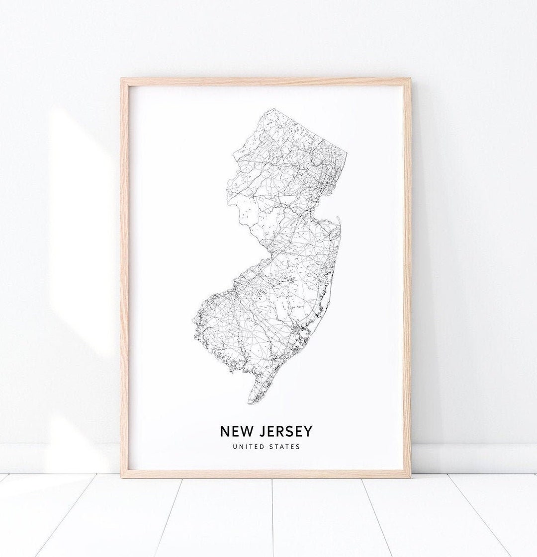 New Jersey Map Print, State Road Map Print, NJ USA United States Map ...