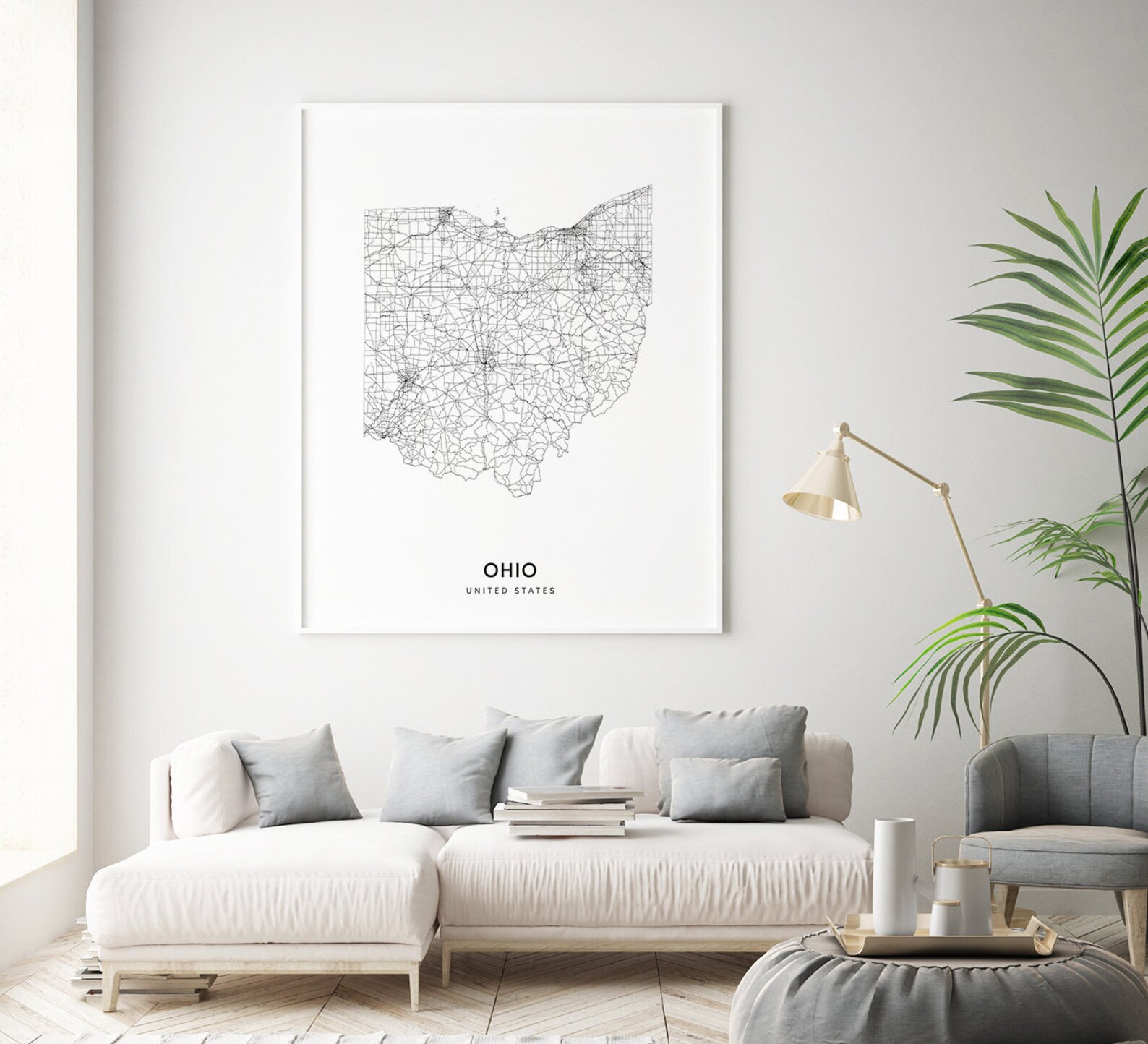 Ohio Map Print State Road Map Print Ohio OH USA United - Etsy