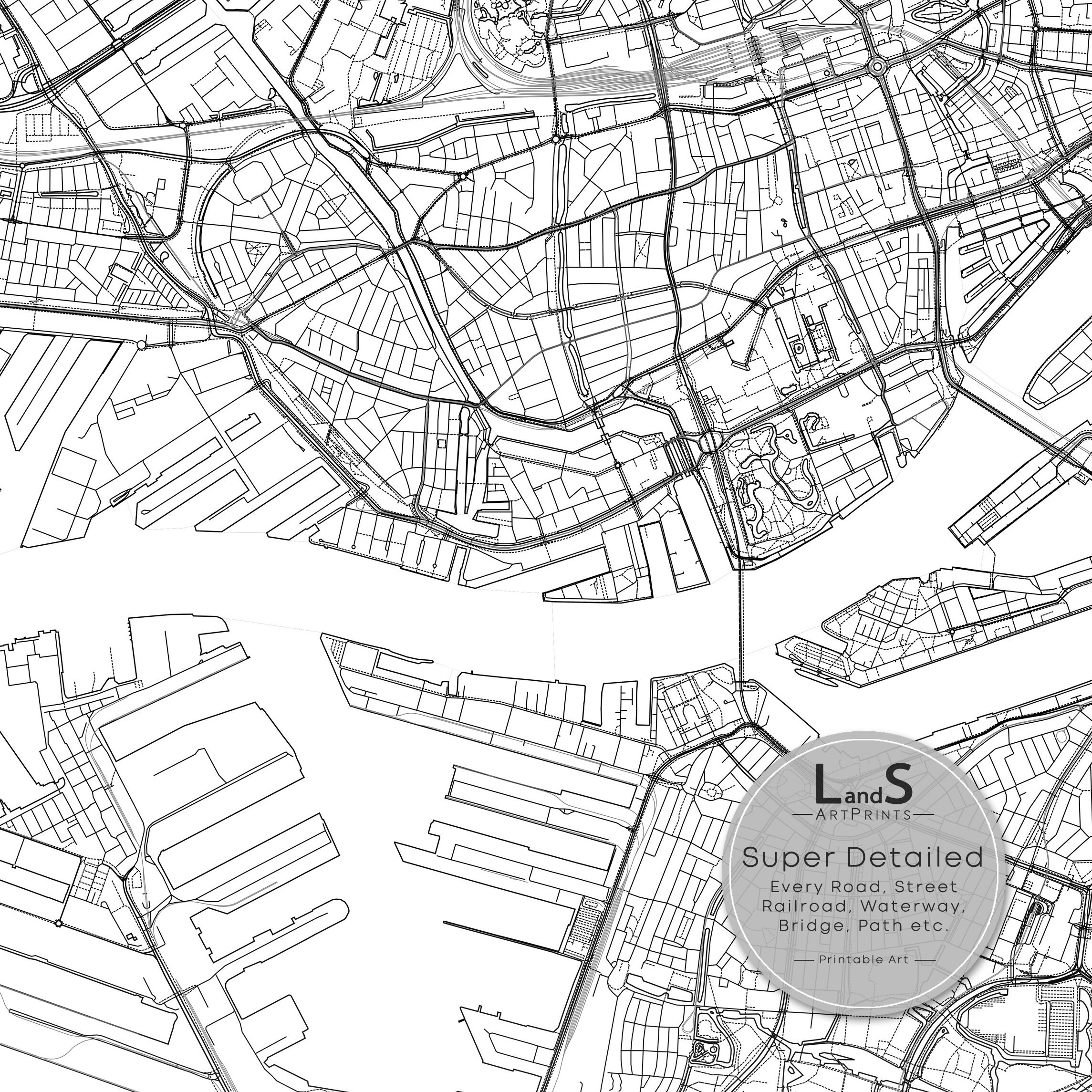 Rotterdam Map Print Netherlands Map Art Poster City Street - Etsy
