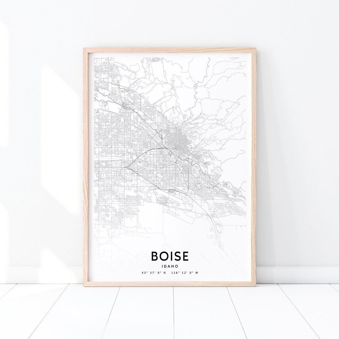 Boise Map Print, Boise Idaho USA Map Art Poster, City Street Road Map ...