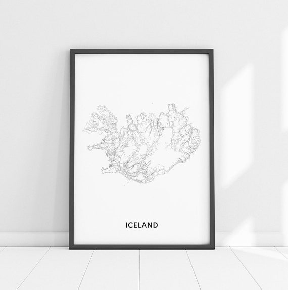 Iceland Map Print Iceland Map Art Iceland Map Poster | Etsy