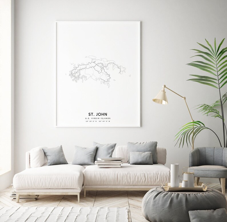 Saint John Map Print, Saint John US Virgin Islands Map Art Poster ...