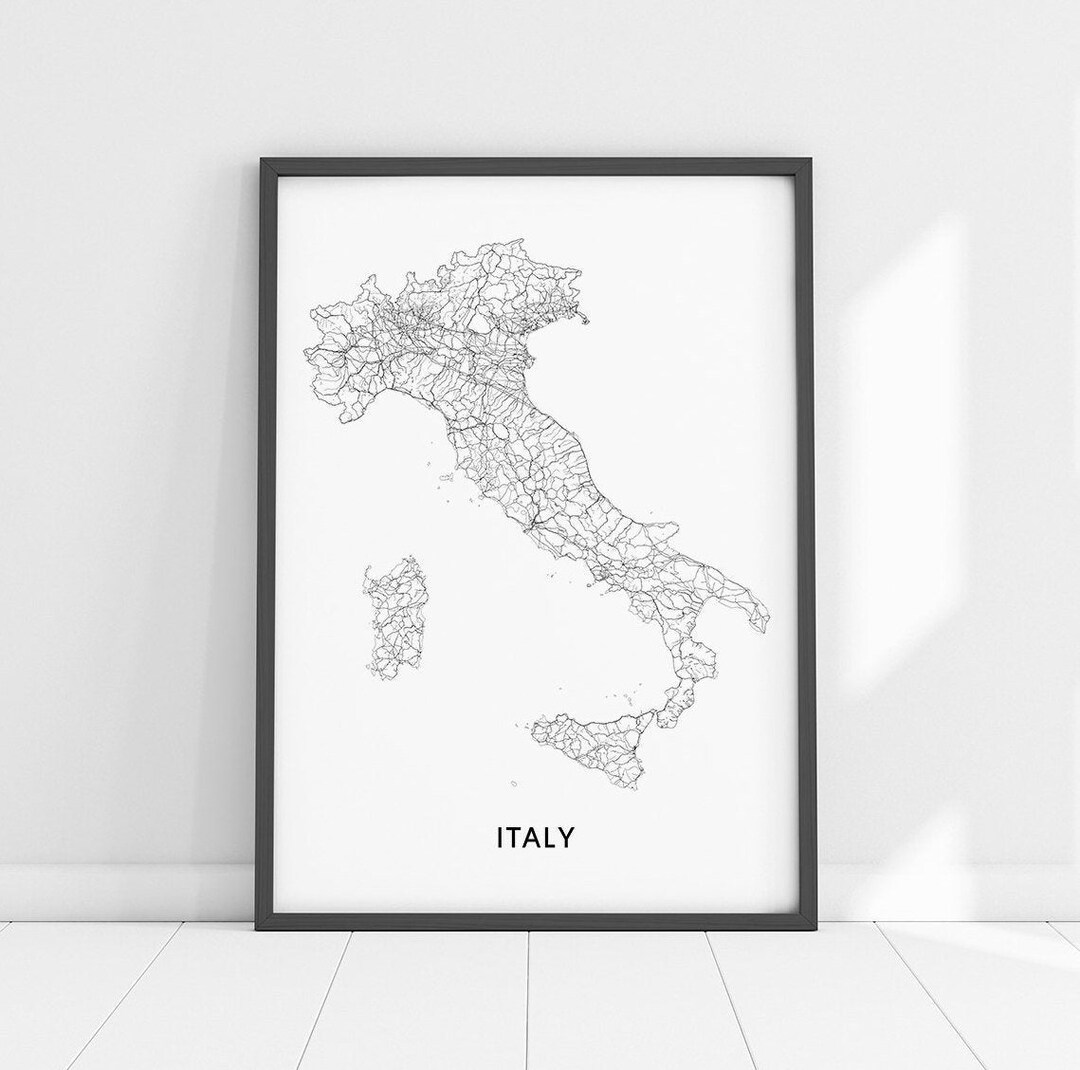 Italy Map Print, Italy Map Wall Art, Italy Map Art Poster, Countries ...