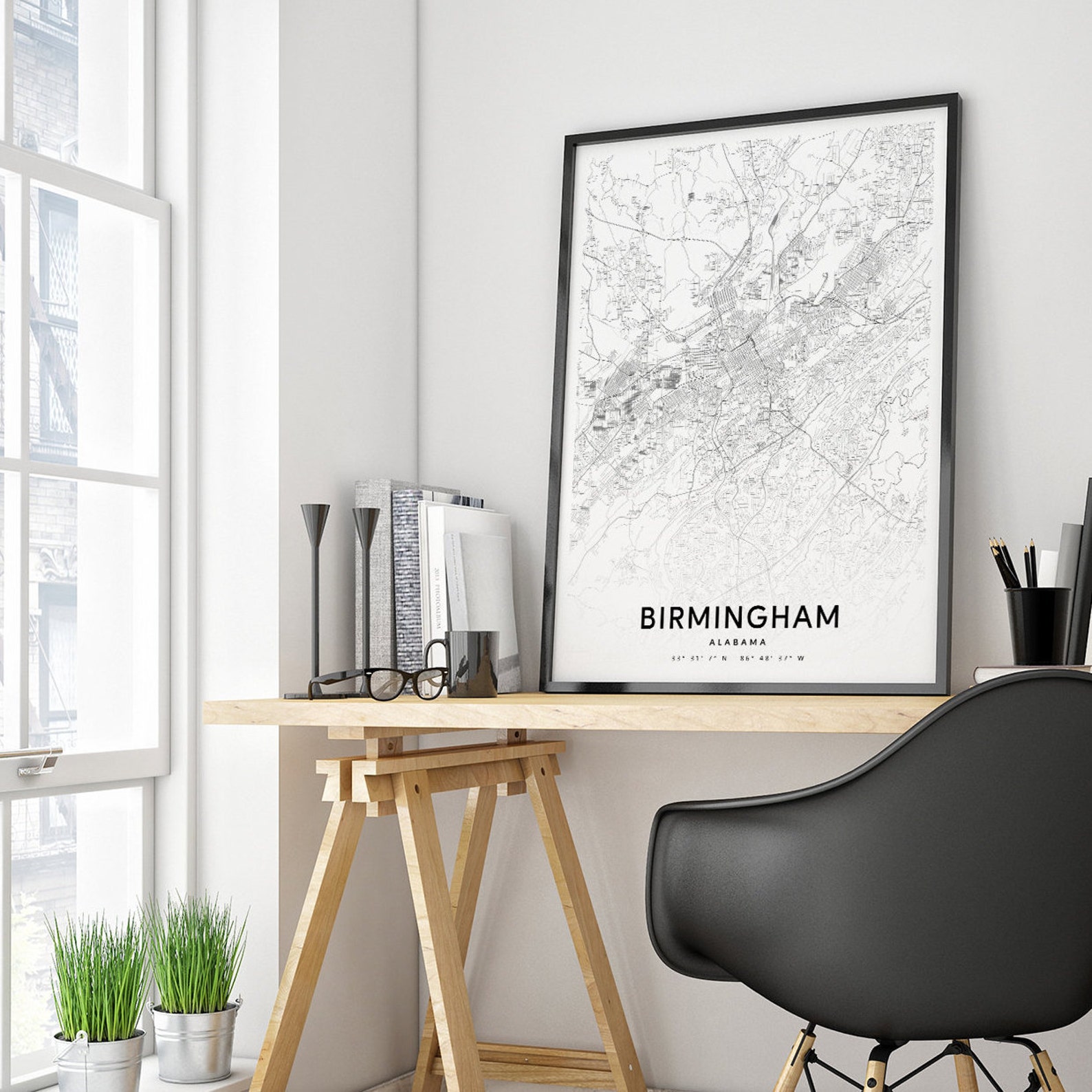 Birmingham Map Art Print, Birmingham Alabama Map Art Poster, City ...