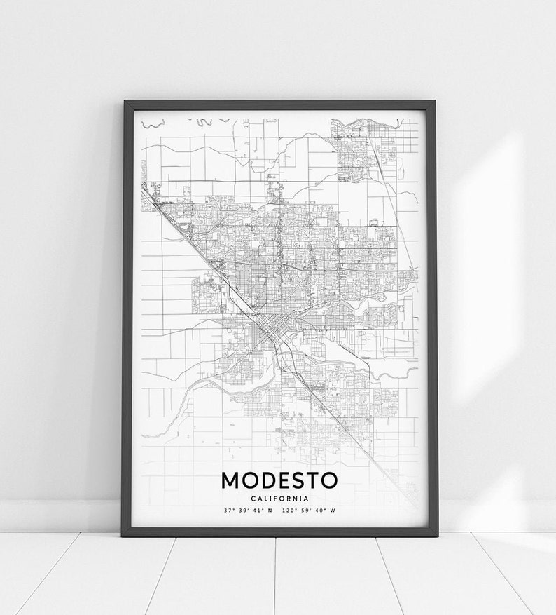 Modesto Map Print California USA Map Art Poster City Street | Etsy