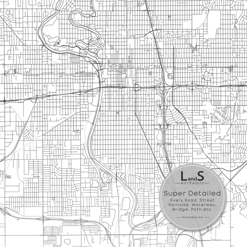 Wichita Map Print Wichita Kansas USA Map Art Poster City - Etsy