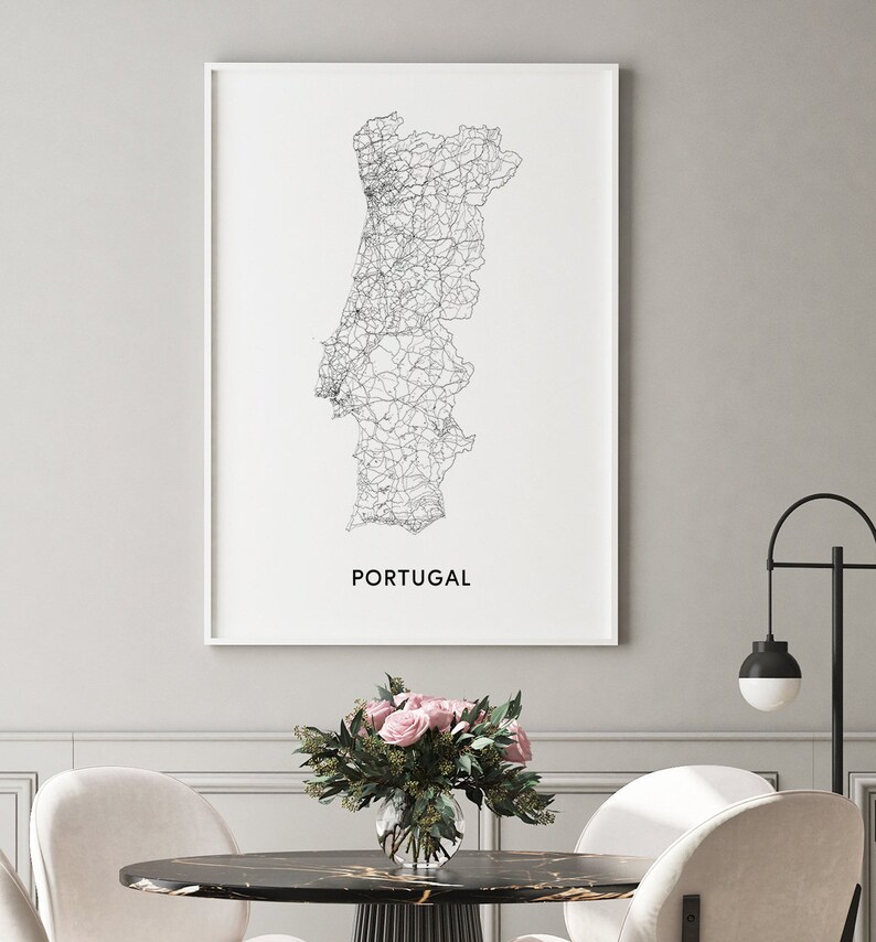 Portugal Map Print Portugal Map Art Poster Country Map Art - Etsy