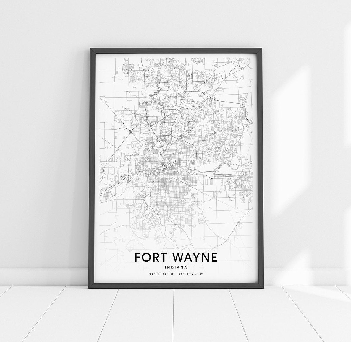 Fort Wayne Map Print, Fort Wayne Indiana USA Map Art Poster, City ...