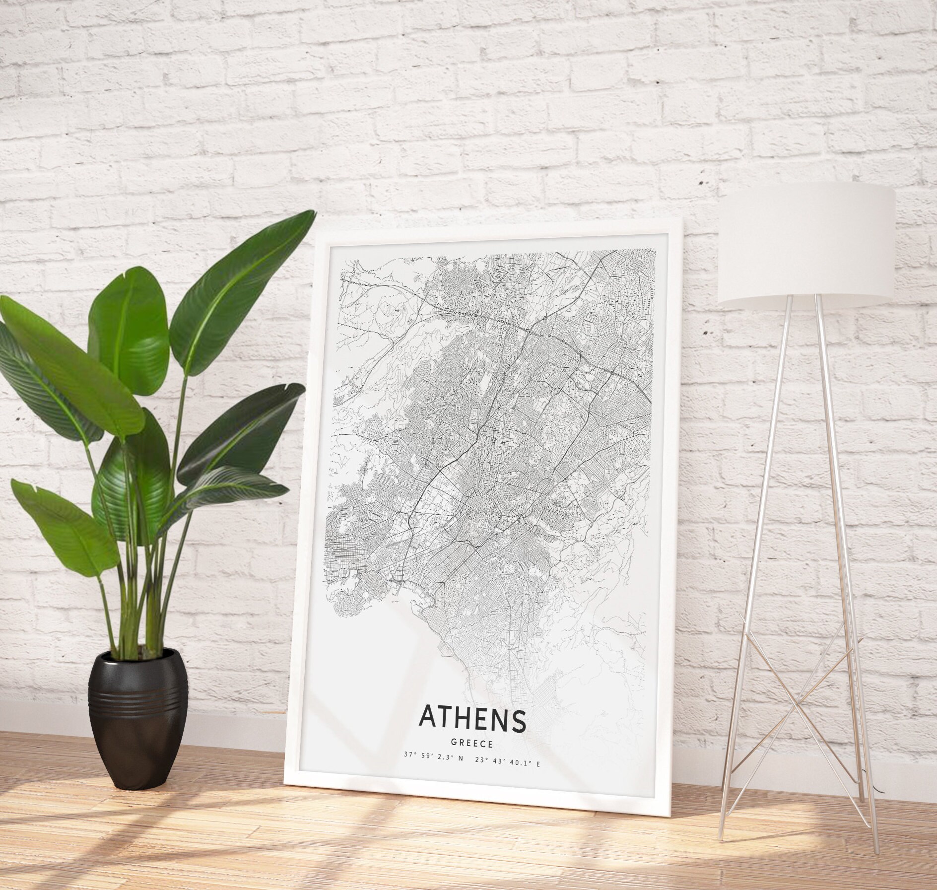 Athens Map Print, Athens Greece Map Art Poster, City Street Road Map ...