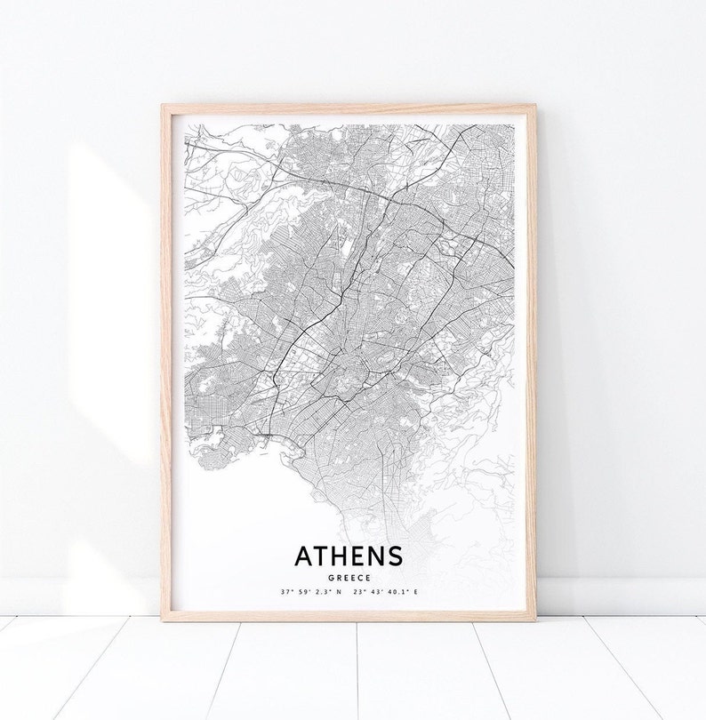 Athens Map Print Athens Greece Map Art Poster City Street | Etsy