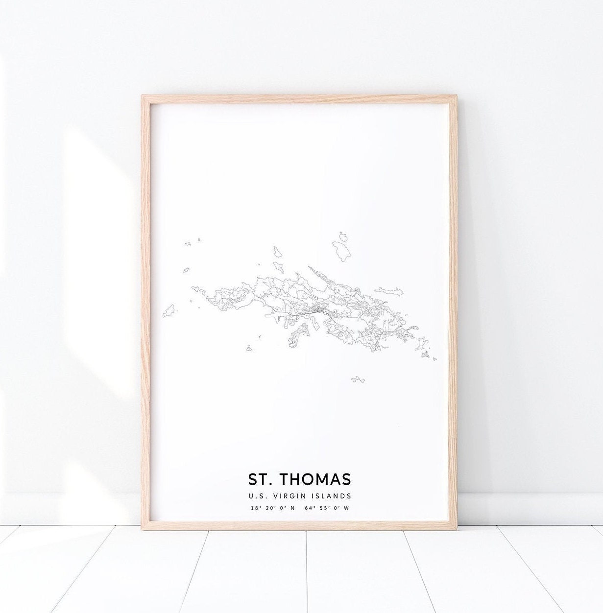 St. Thomas Map Print Saint Thomas US Virgin Islands Map | Etsy