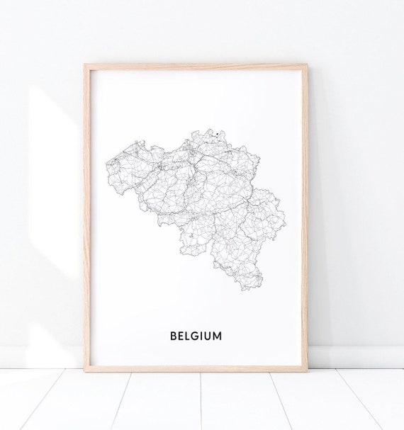 Belgium Map Print Belgium Map Art Belgium Map Poster - Etsy