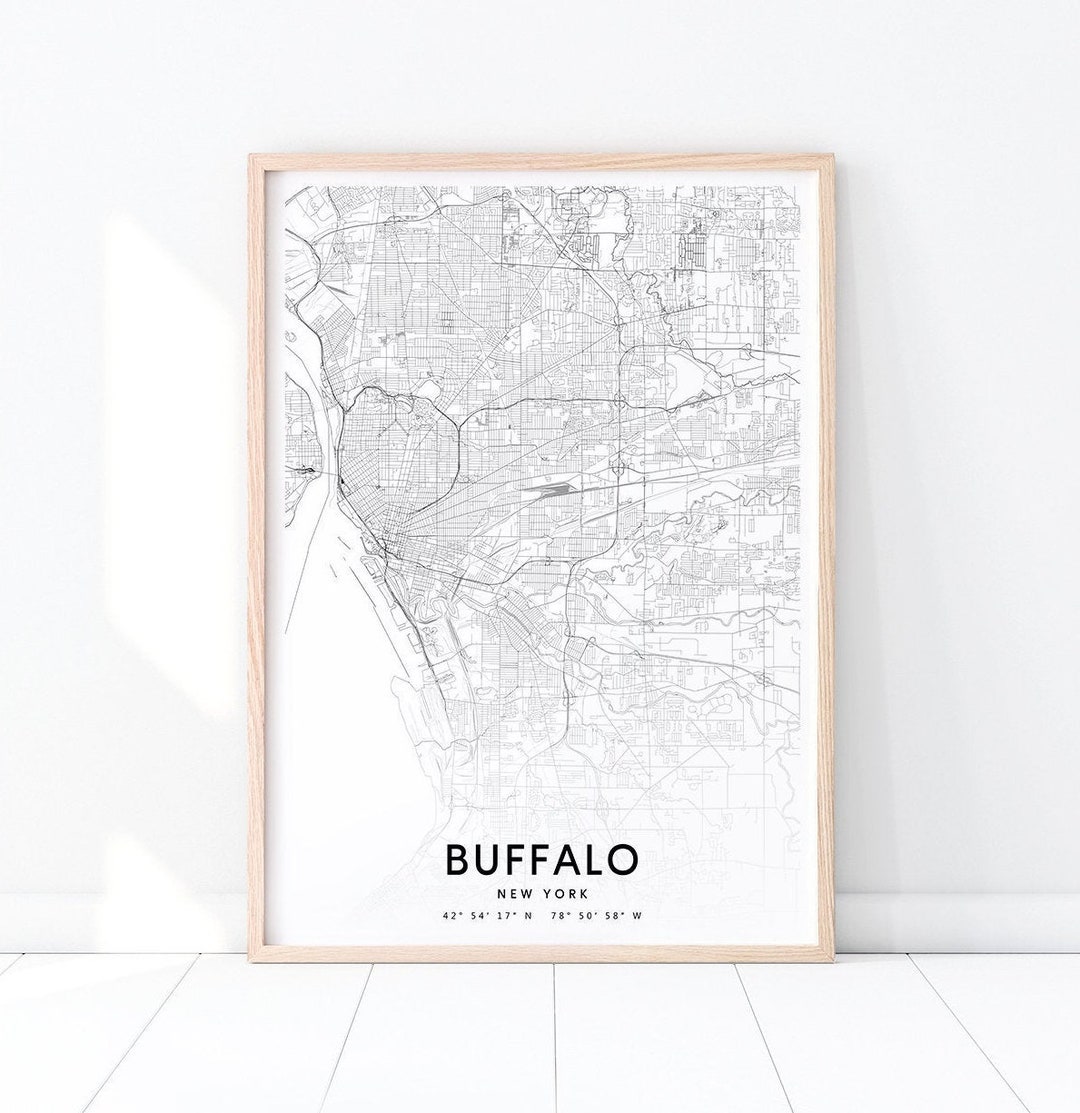 Buffalo Map Print, Buffalo New York Map Art Poster, City Street Road ...