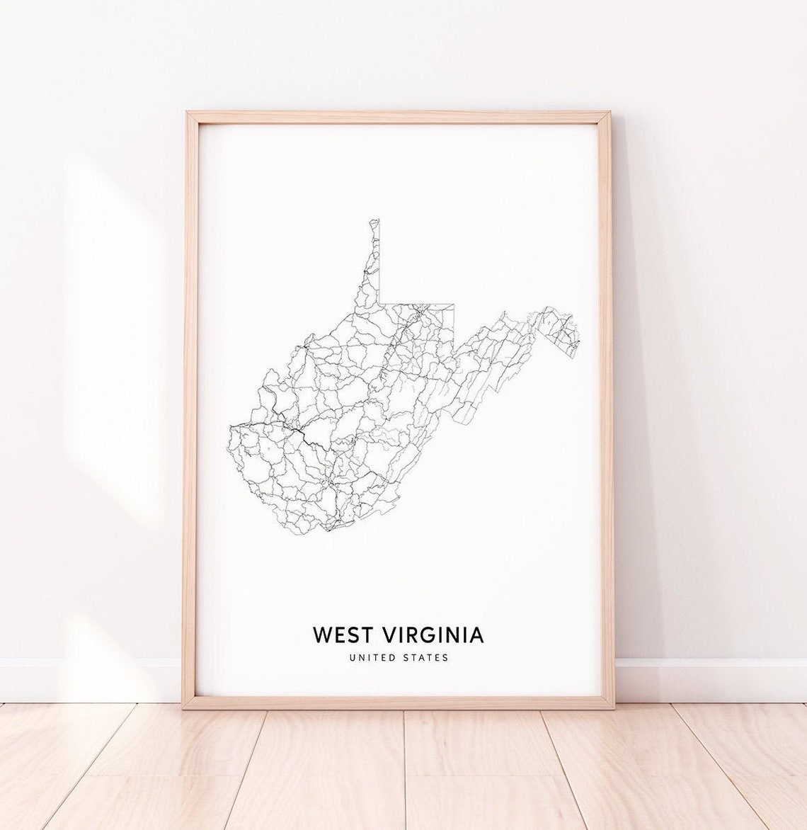 West Virginia Map Print State Road Map Print WV USA United | Etsy