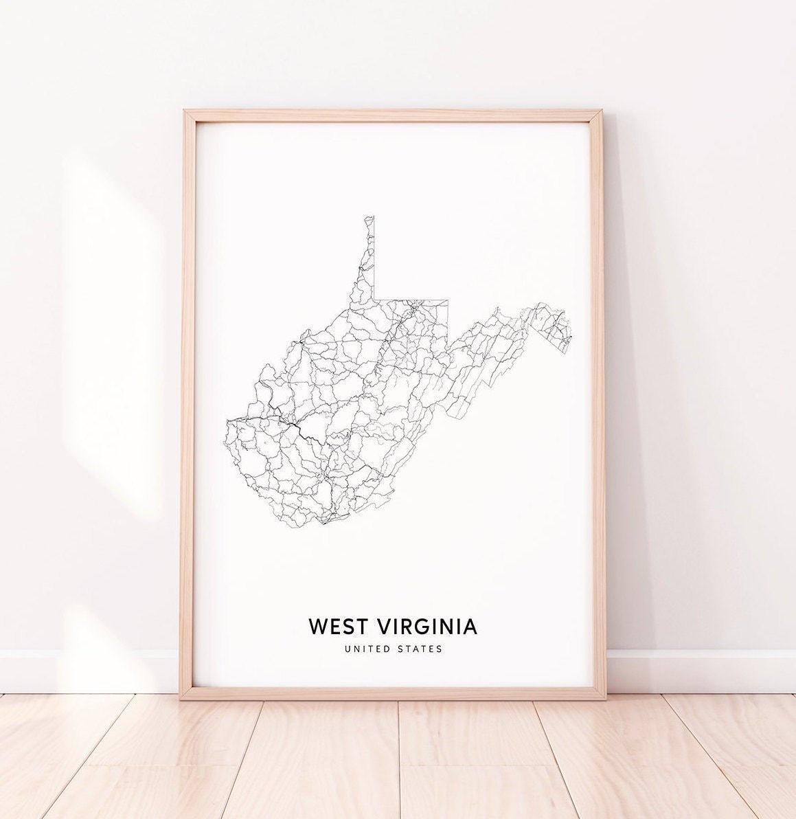 West Virginia Map Print State Road Map Print WV USA United | Etsy