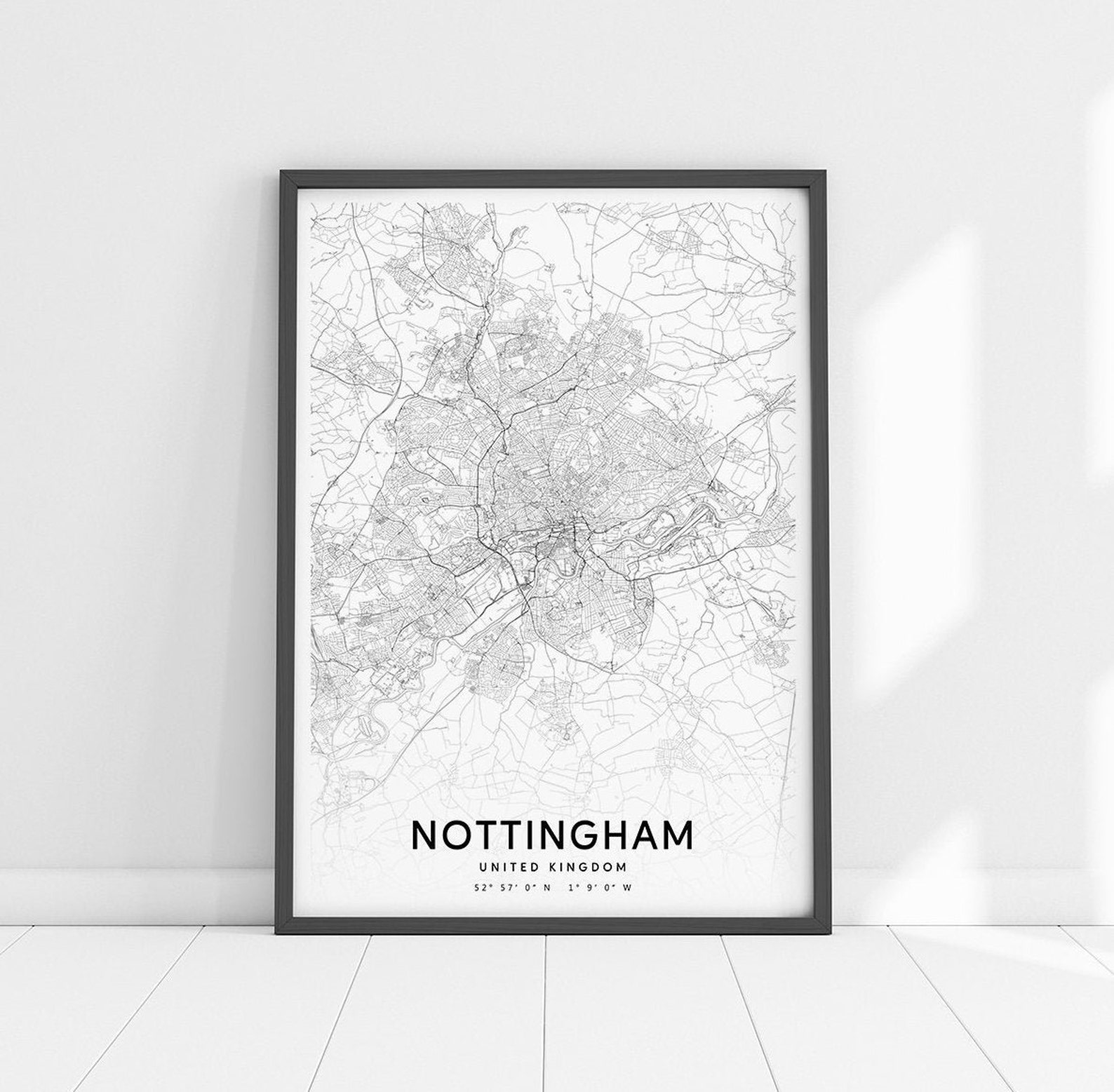 Nottingham Map Print Nottingham England United Kingdom Map - Etsy