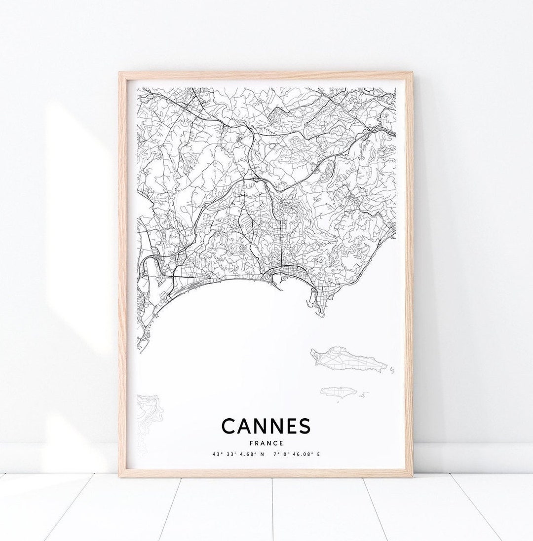 Cannes Map Print, Cannes Map Art, Cannes France Map Art Poster, City ...