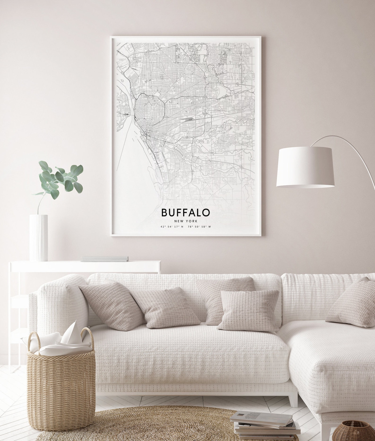 Buffalo Map Print, Buffalo New York Map Art Poster, City Street Road ...