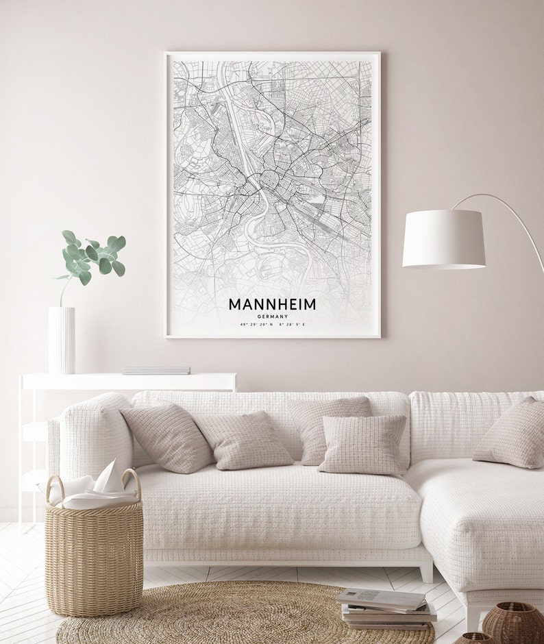 Mannheim Map Print Mannheim Germany Map Art Poster City - Etsy