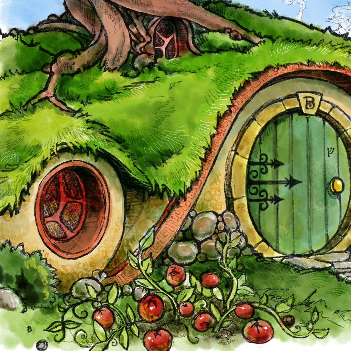Fantasy Print of a Tolkien’s Hobbit Hole. - Etsy