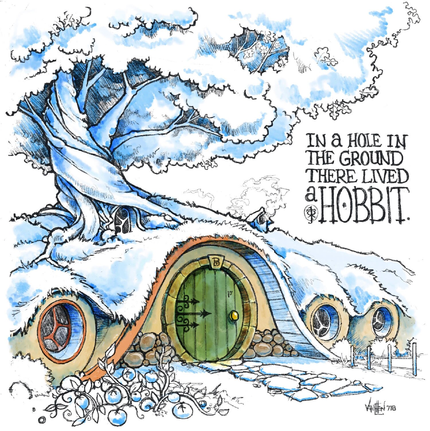 Fantasy Print of a Tolkien’s Hobbit Hole. - Etsy