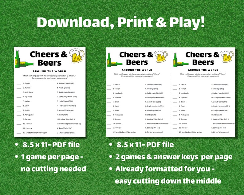 Cheers & Beers! Around the World Printable Game | St. Patrick's Day ...