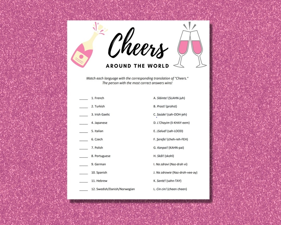 Cheers! Around the World Printable Game | Champagne Party | Travel ...