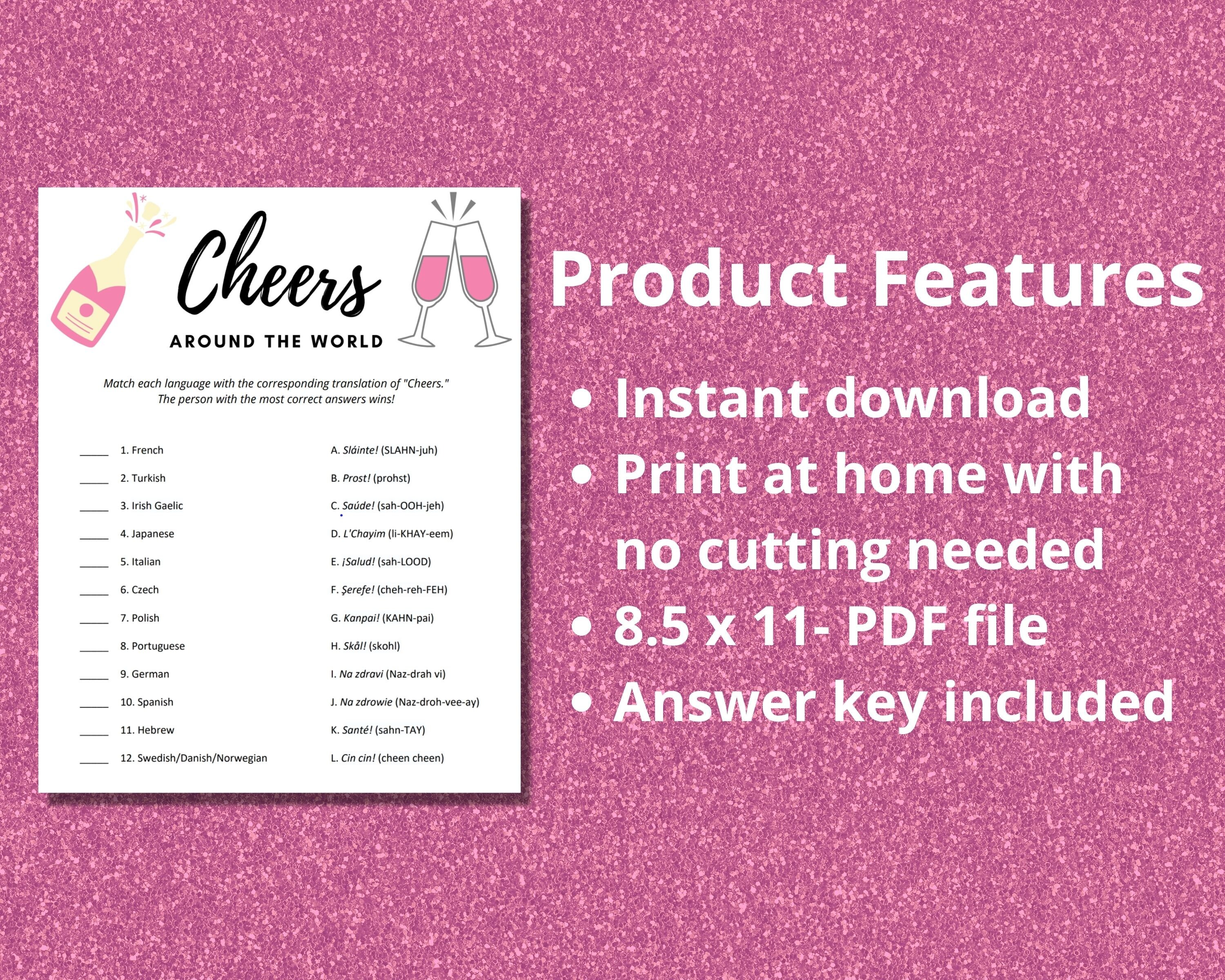 Cheers! Around the World Printable Game | Champagne Party | Travel ...