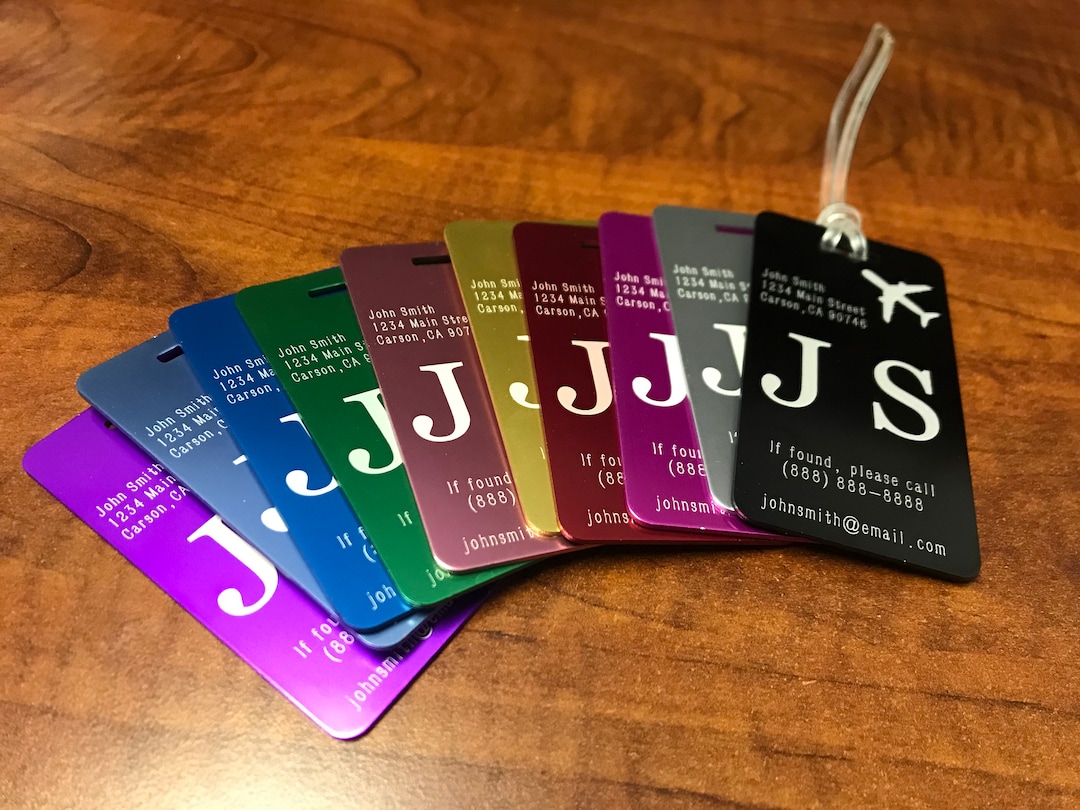 PERSONALIZED Metal Luggage Tags Assorted Colors see Description for ...