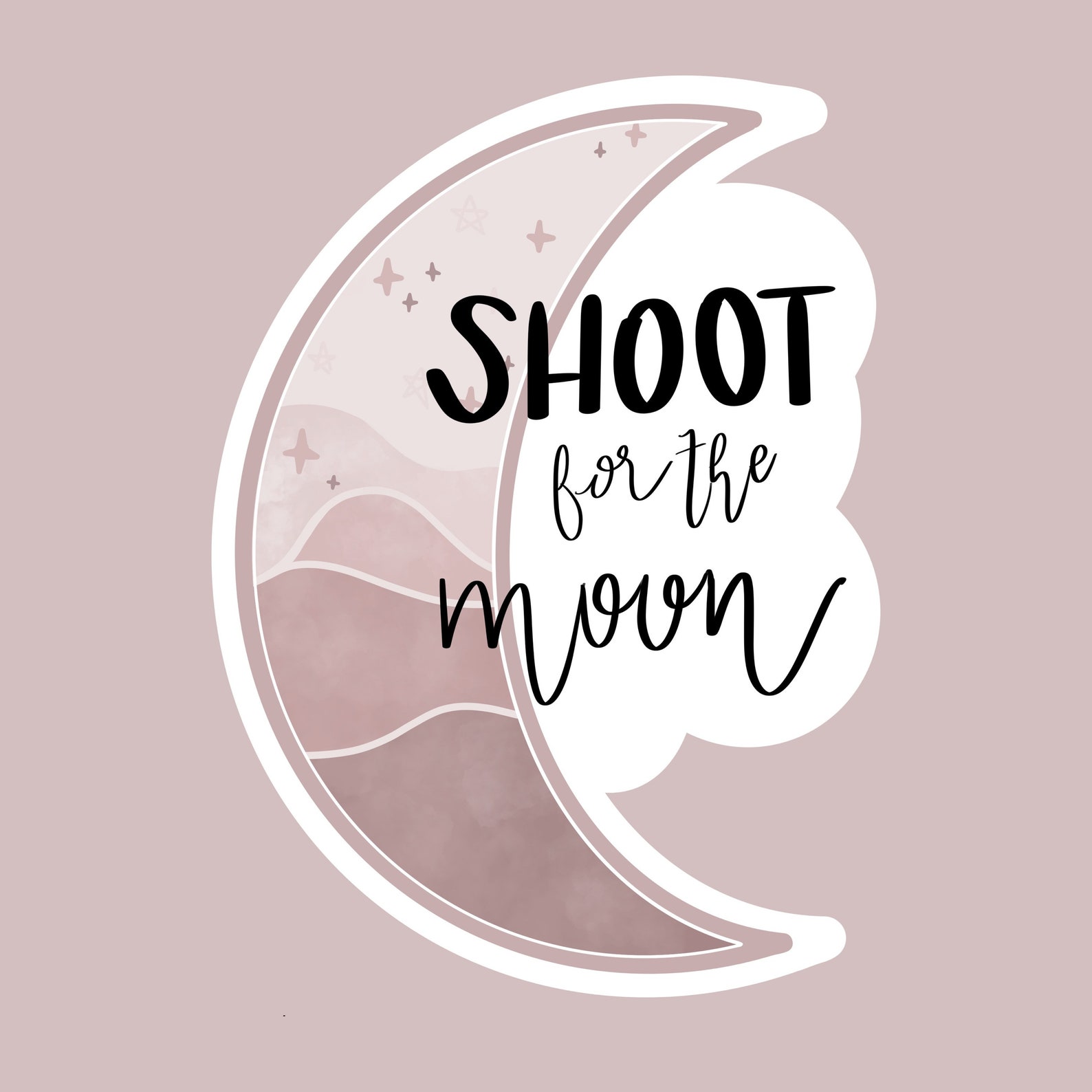 Shoot to the Moon Sticker Inspirational Quote Starry Night - Etsy