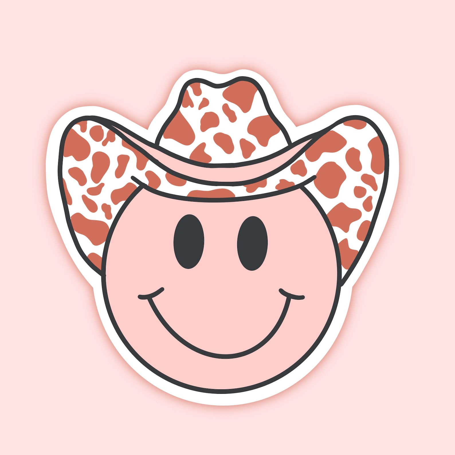 Cowgirl Hat Smiley Face Sticker, Yeehaw, Car Decal, Water Bottle ...
